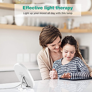 Light Therapy Lamp, UV-Free 10000 Lux Therapy Light Daylight Lamp Touch Control with 3 Adjustable Brightness Levels & 4 Timer Function, Large Light Surface & Rotatable Stand for Home/Office