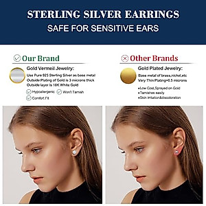 Moissanite Stud Earrings, Brass, Moissanite