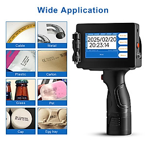 PEKOKO LB100S Portable Hand Jet Handheld TIJ Thermal Inkjet Printer 12.7mm Online QR Bar Batch Date Number Coding Machine for Carton Box,Food Package,Drink Bottle