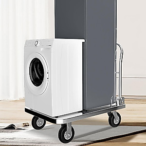 Platform Truck Flat Handtruck Steel Platform Truck with 4 Wheels Flatbed Cart Load 150kg Folding Push Cart Lightweight Moving Dolly Cart Reliable