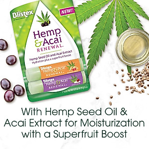 Blistex Hemp & Acai Renewal Lip Balm, 0.30 Ounce, 2 Count â€“ Raspberry Ginger & Cherry Cream, Moisturizing Lip Balm, Super Fruit Benefits, Nourishes & Conditions Lips