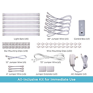 BLACK+DECKER Works with Alexa Smart Under Cabinet Lighting Kit, Adjustable LEDs, (6) 9" Bars, White,A Certified for Humans Device