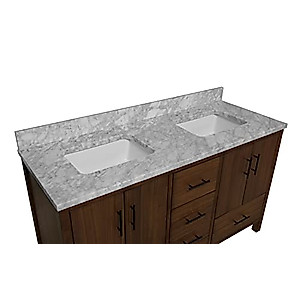 Kitchen Bath Collection California 60-inch Double Bathroom Vanity (Carrara/Walnut): Includes Walnut Cabinet with Authentic Italian Carrara Marble Countertop and White Ceramic Sinks