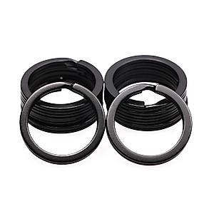 Shapenty 1 Inch/25mm Diameter Metal Flat Split Key Chains Rings for Home Car Keys Attachment (Black,10PCS/Box)