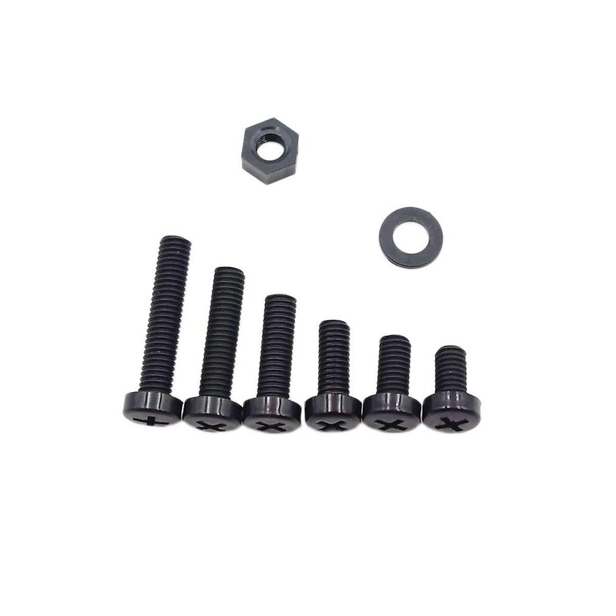 HVAZI Metric M6 Nylon Phillips Pan Head Screws Nuts Flat Washers Assortment Kit (Black)