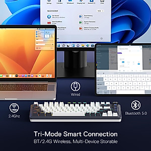 Redragon K673 PRO 75% Wireless Gasket RGB Gaming Keyboard, 3-Modes 81 Keys Compact Mechanical Keyboard Hot-Swap Socket, Dedicated Knob Control and Sound Absorbing Pads, Linear Red Switch