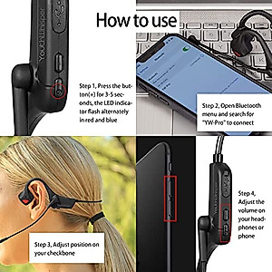 YouthWhisper Bone Conduction Bluetooth Headphones, Open-Ear Headphones with Noise-Canceling Microphone, Wireless Headset for Work, Learning, Running, Driving（Pro）