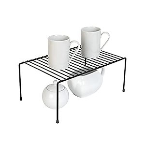 Smart Design Classic Storage Shelf – Medium (8.5 x 13.25 in.), Black – Steel Pantry Organizer with Rust-Resistant Finish and Non-Slip Feet for Easy Home Organization and Storage