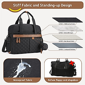 Breast Pump Bag, Diaper Bag Tote with 4 Cooler Pockets, Double-Layer Work Bag for Breastfeeding Mom fit 15'' Laptop