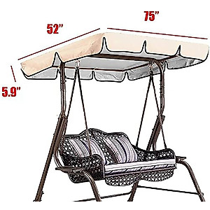 KFJZGZZ Replacement Canopy for Swing Seat, Swing Canopy Cover 3 Seater, Patio Hammock Cover, Outdoor UV Proof Waterproof Swing Seat Cover - Cover Only