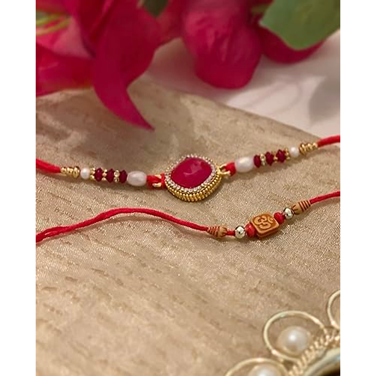 Rakhi For Brother Set of 2 With Greeting Card, Beautiful Designer Raksha Bandhan Rakhi Gift Set For Brother Bhaiya Bhai Bro, Traditional Indian Style Rakshbandhan Rakhi Gifts For Brother