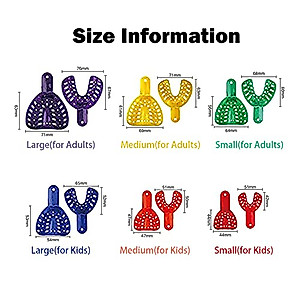 Dental Impression Trays 12PCS Multicolor Perforated Plastic Tray Upper & Lower for Adults and Child