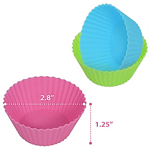 Bakerpan Silicone Muffin Cups - Reusable Cupcake Liners for Baking - Set of 24 Silicone Cupcake Molds - Premium Reusable Cupcake Liners for Baking