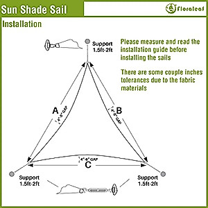 FLORALEAF 12'x12'x12' Sun Shade Sail Triangle Canopy UV Block Sun Shade for Outdoor Patio Garden Backyard Awning