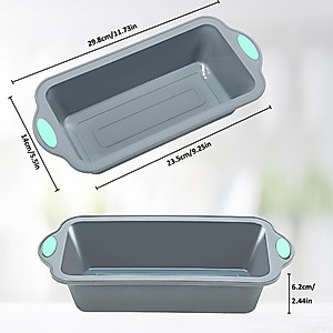 To encounter 9 Inch Silicone Bread and Loaf Pan, 2 Pack Food Grade Nonstick Silicone Molds for Baking Banana Bread, Meat Loaf, Pound Cake, with Metal Reinforced Frame More Strength