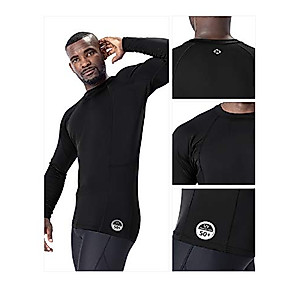 NAVISKIN Men's Long Sleeve Rash Guard Swim Shirts Compression Rashguard Sun Shirts UPF 50+ Baselayer Sun Shirts Black Size XXL