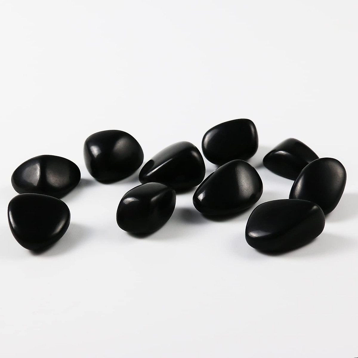 Tumbled Polished Natural Black Obsidian Stones, Crystals and Healing Stones Quartz Bulk for Wicca, Reiki, Healing Energy, Chakra Stones, Witchcraft Supplies(10Pcs)