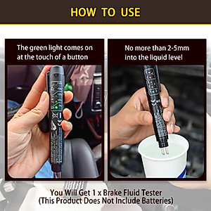 Brake Fluid Test Pen, Auto Brake Diagnostic Tester Tool, Brake Fluid Fluid Oil Test Analysis Tool with Five LED Indicators, Automotive Vehicle Test Tool,DOT 3 DOT 4 DOT 5.1 Brake Fluid Liquid Tester