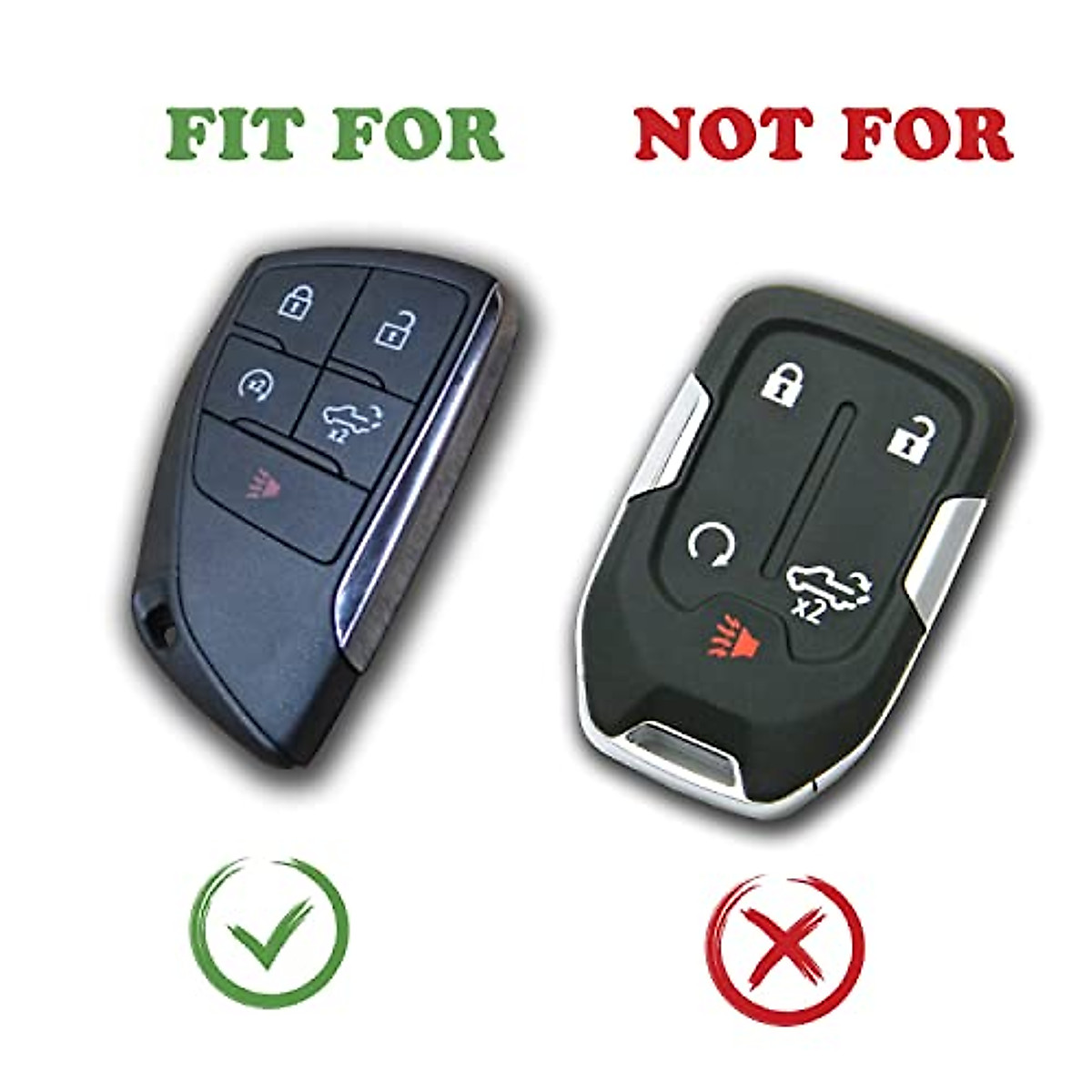 TANDRIVE Key Fob Cover for 2022 2023 Chevy Silverado 1500 GMC Sierra 1500, Silicone, 2-Pack, Black