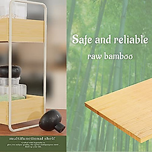 APRTAT Bamboo Bathroom Countertop Organizer, 2 Tier Bathroom Tray, Countertop Storage Shelf, Standing Rack Cosmetic Holder, Spice Rack for Makeup Cosmetic Perfume Skincare Bathroom Supplies and More
