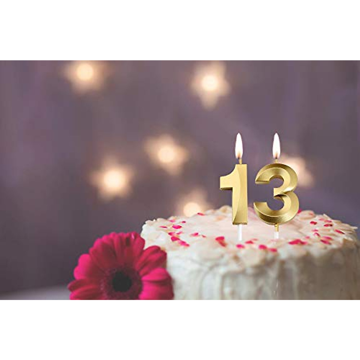 13th Birthday Candles,Gold Number 13 Cake Topper for Birthday Decorations Party Decoration
