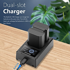 NEEWER NP-FZ100 Replacement Battery Charger Kit, Compatible with Sony a7IV, a1, a9II, a9, a7SIII, a7RIV, a7RIII, a7III, 2 Packs Li-ION 2280mAh Batteries, Dual USB Charger with LCD Display