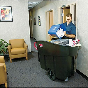 Rubbermaid Commercial Executive Series Mega Brute Waste Collection Cart, 120-Gallon, Black (9W7300BLA)