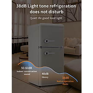 KRIB BLING 3.5 Cu.Ft Compact Refrigerator Mini Fridge with Freezer,7 Level Adjustable Thermostat Removable Shelves Small Refrigerator for Office Dorm Apartment White, Cream (KB02 FLS-80-CREAM)