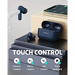 AIHOOR Wireless Earbuds for iOS & Android Phones, Bluetooth 5.3 in-Ear Headphones with Extra Bass, Built-in Mic, Touch Control, USB Charging Case, 30hr Battery Earphones, Waterproof for Sport