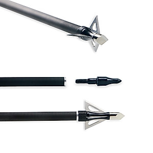 BOWSOUL 30inch Hunting Carbon Archery Arrows with 2.75” High Hardness Vanes Spine 400 for Compound Bow and Recurve Bow (Black White&Broadheads)