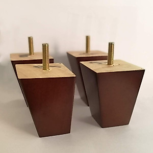 Btibpse 3" Solid Wood Sofa/Chair/Ottoman Legs Slanted Tapered Walnut Finish Furniture Legs Set of 4