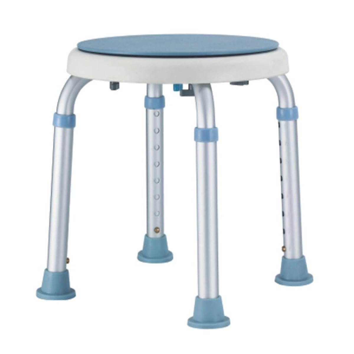 Huark Warno Shower Chair, Adjustable Shower Stool with Suction Feet, Shower Seat for Inside Shower or Tub, Bathroom Bench Bath Chair for Elderly and Disabled, 300 LB Weight Cap (Circle), Blue