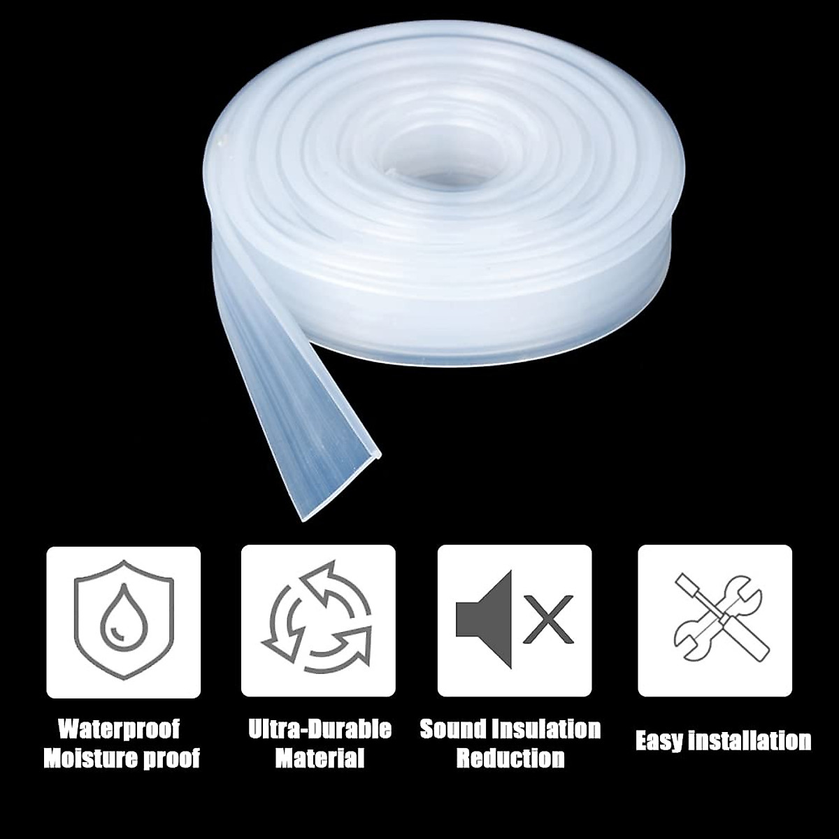 Shower Door Bottom Seal Strip Replacement Shower Bottom Waterproof Door Rubber Sweep Trim Clear Seal for Home Bathroom Glass Shower Door, 108 Inch