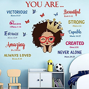 Black Girl Magic Inspirational Wall Decals Quote I'm Kind Princess Wall Sticker Positive Saying African American You are Beautiful Nursery Decor, Inspirational Home Afro Kid Room Decoration Bedroom Playroom Art Gift