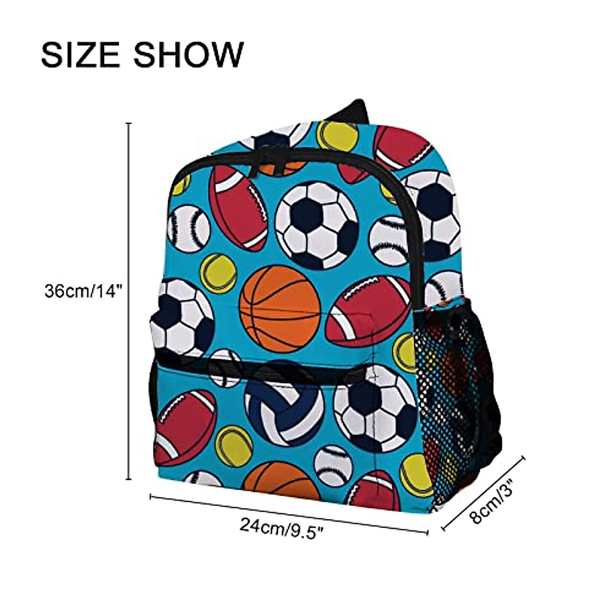 Cute Football Soccer Basketball Kids Backpack, Mini Bag for Boys Girls Preschool Travel