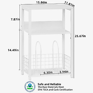 LELELINKY White Side Table,Small End Table with Storage Shelf,3 Tier Industrial Bedside Tables,Vinyl Record Player Stand,Modern Sofa Night Stands for Living Room Bedroom Office Small Spaces