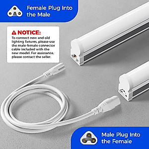 Barrina LED Shop Light 4FT, 2200lm, 4000K Cool White, T5 Led Fixture, Linkable Shop Light, Ceiling and Under Cabinet Light, Tube Lights for Garage Warehouse Workshop Basement, ETL Listed, 8 Pack