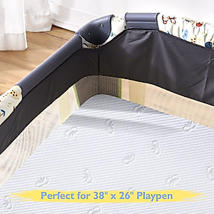 Mattress Protector for Pack n Play Waterproof,（Machine Washable White） Premium Quilted Pack n Play Sheets/Playard Sheet Cover 38X26inch fits for Baby Foldable and Playard Mattress, Portable Mini Crib