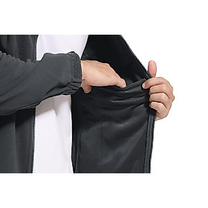 CRYSULLY Mens Fleece Jacket Coat Military Hoodie Winter Warm Zip Up Coat with Multi Pockets Grey M