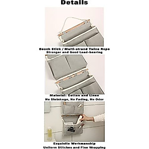3 Pack Wall Hanging Storage Bags Over The Door Organizer Cotton Linen Fabric Closet Washable Hanging Storage Bag Detachable Foldable Storage Totes for Bedroom Wall Closet Bathroom Dorm