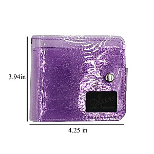 Women Girls Jelly Bifold Wallet Purse Coin Pouch Clear ID Card Holder Case with Detachable Neck Lanyard Strap for Photocards
