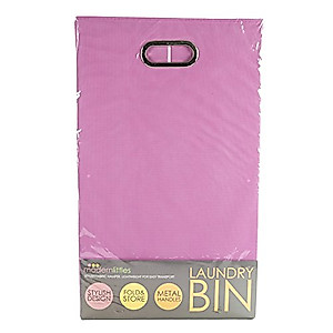 Folding Laundry Basket, Solid Pink with Handles – High-Strength Polymer Construction – Folds for Easy Storage and Transportation