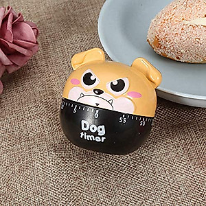 60 Minutes Kitchen Timer, Cute Dog Shape Mechanical Timer Manual Counters, Chef Cooking Timer Countdown Timer for Kids Baking Exercise Game(Khaki)