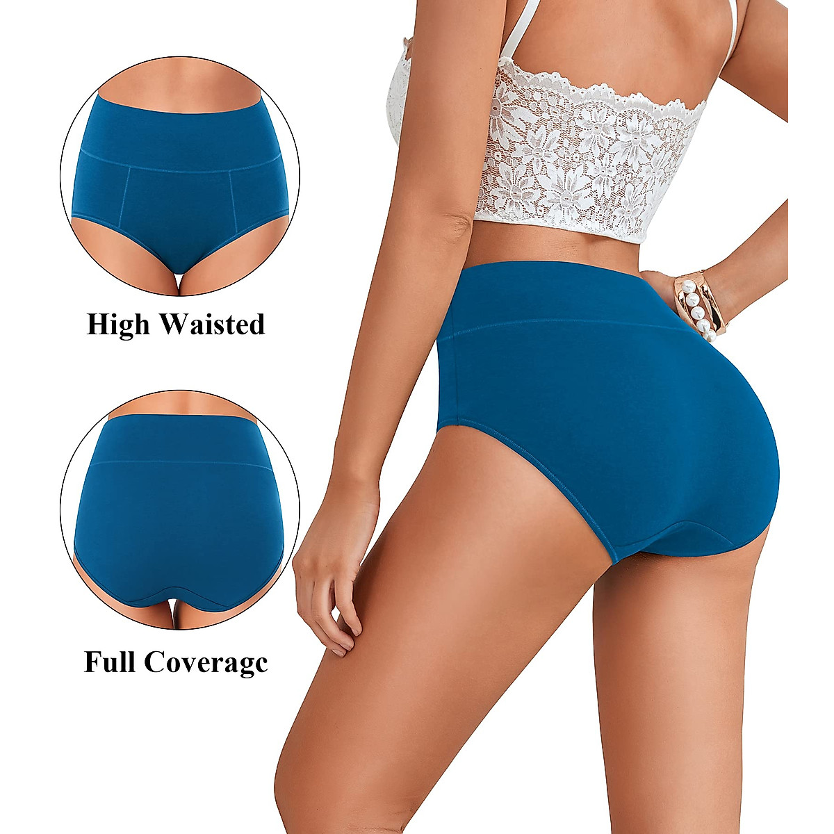 ASIMOON High Waisted Underwear for Women Cotton Postpartum Underwear C Section Briefs Soft Breathbale Ladies Panties L