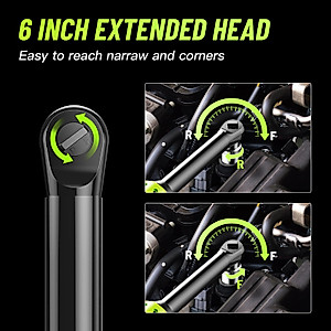 Robustrue 3/8" Cordless Ratchet Wrench, 6 inch Extended Ratchet Wrench, 40Ft-lbs 400RPM Cordless Ratchet, 2 Batteries Power Electric Ratchet Driver with Variable Speed, 7 Sockets, LED Light