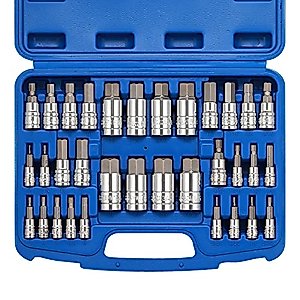 Mayouko 33PCS Master Hex Allen Bit Socket Set, S2 & Cr-V Steel, SAE and Metric, 5/64-Inch to 3/4-Inch, 2mm to 19mm