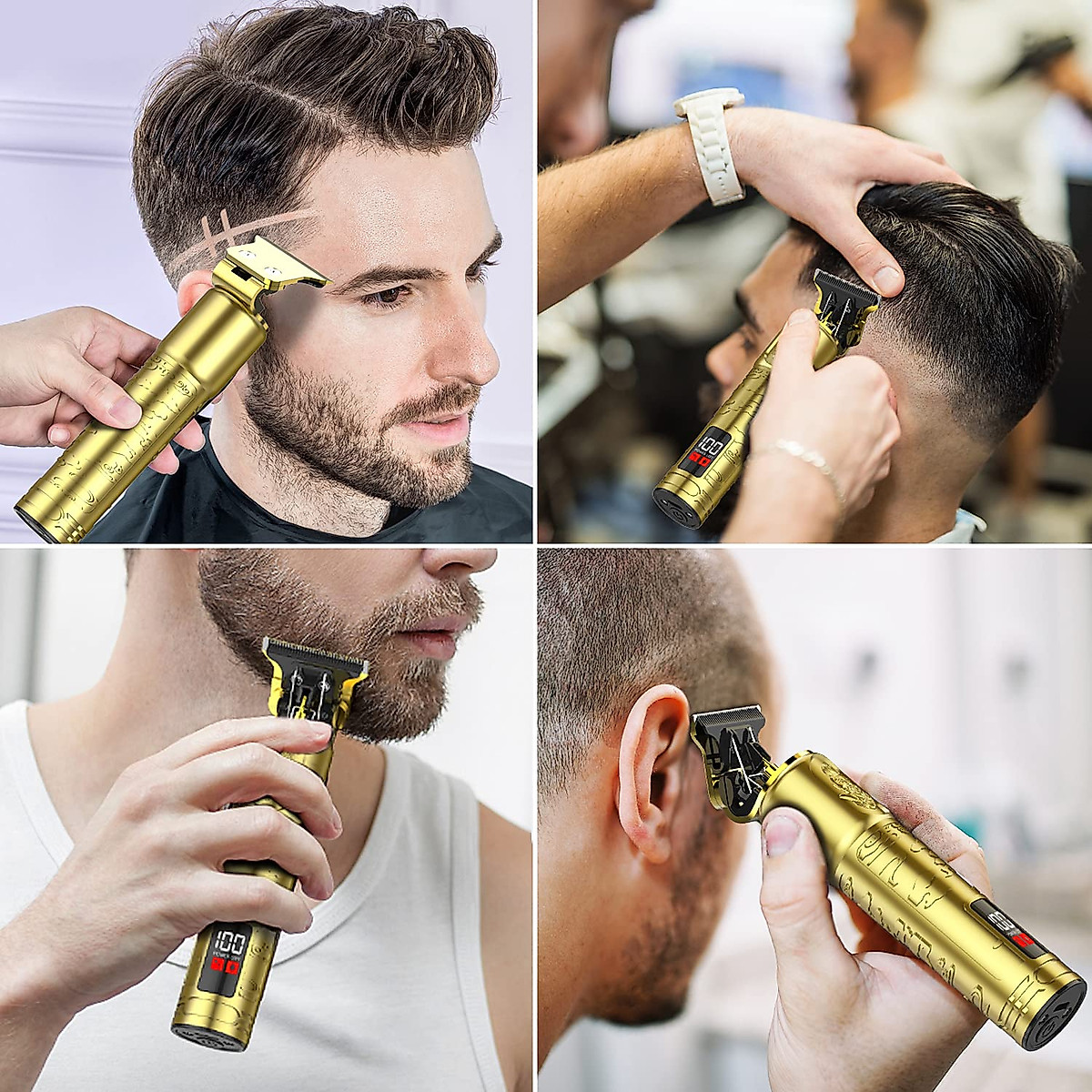 Keasen Professional Hair Trimmer, Hair Clippers for Men Zero Gapped T-Blade Trimmer Cordless Rechargeable Edgers Clippers Baldheaded Zero Gapped Trimmers Grooming Kit IPX5 Waterproof Rechargeable