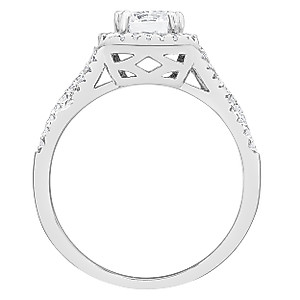 La4ve Diamonds Beyond Brilliance Square Frame 2.50 Carat Round Cubic Zirconia Halo Engagement Ring Sterling Silver | Fashion Jewelry for Women | Gift Box Included (Size 6)