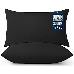Utopia Bedding Throw Pillows Insert (Pack of 2, Black) - 12 x 20 Inches Bed and Couch Pillows - Indoor Decorative Pillow
