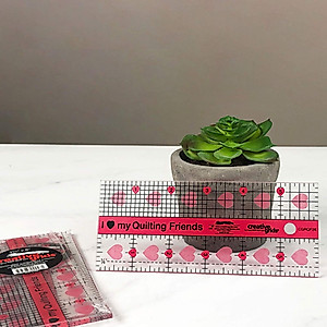 Creative Grids I Love My Quilt Friends Mini Quilt Ruler 2-1/2in x 6in - CGRQF26